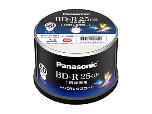 50 Panasonic Blu ray 25GB BD-R Printable Bluray Discs 6X Speed F/S w ...