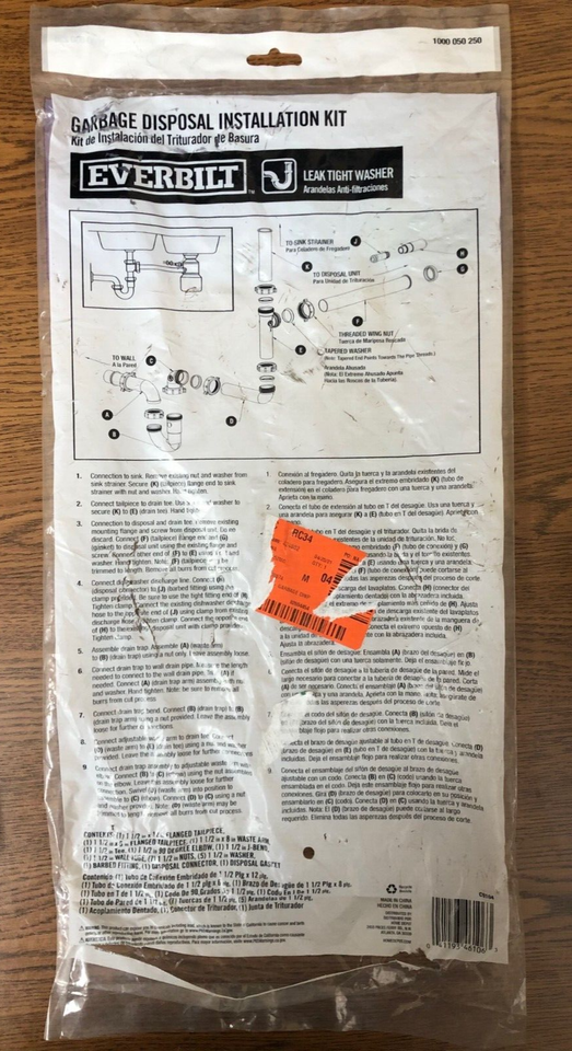 1-1/2 In. White Plastic Slip-Joint Garbage Disposal Install Kit | eBay