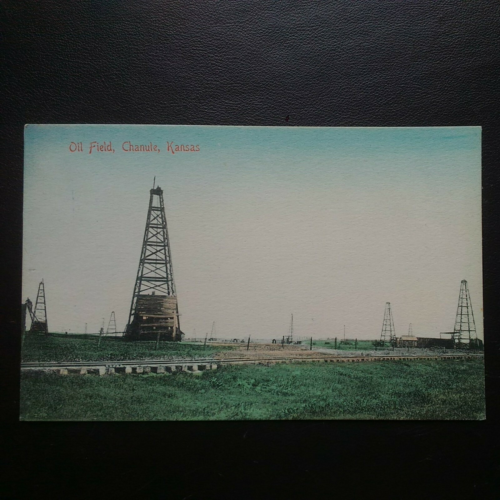 CHANUTE, KS * KANSAS OIL FIELD ~ RR TRACKS * UNPOSTED LITHOGRAPH DATED ...