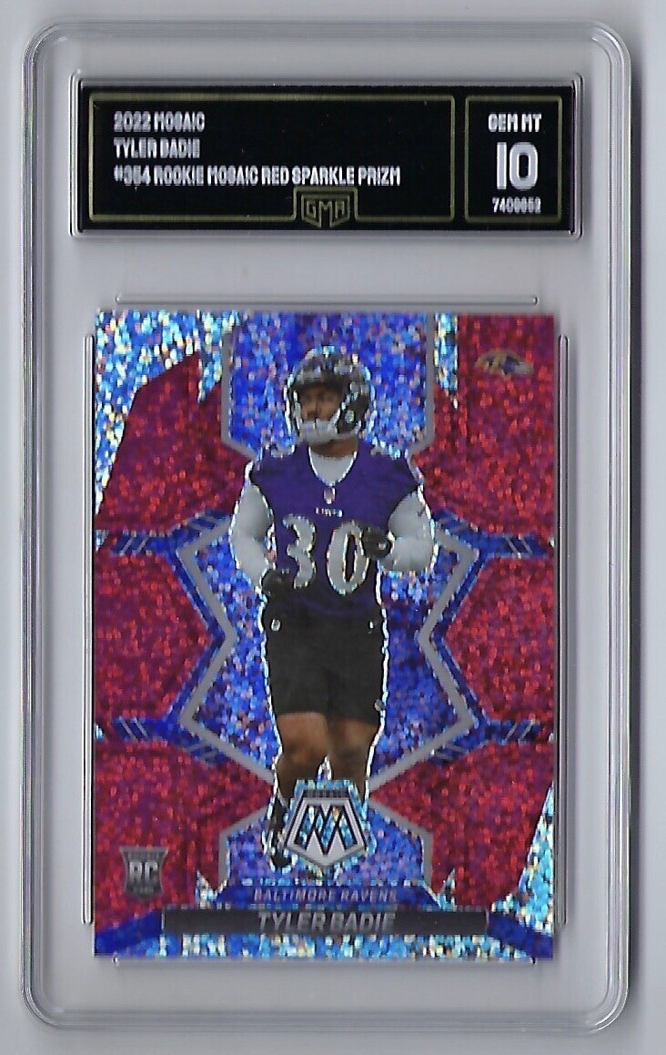 2022 TYLER BADIE PANINI MOSIAC RED SPARKLE PRIZM ROOKIE GMA GRADED 10 ...
