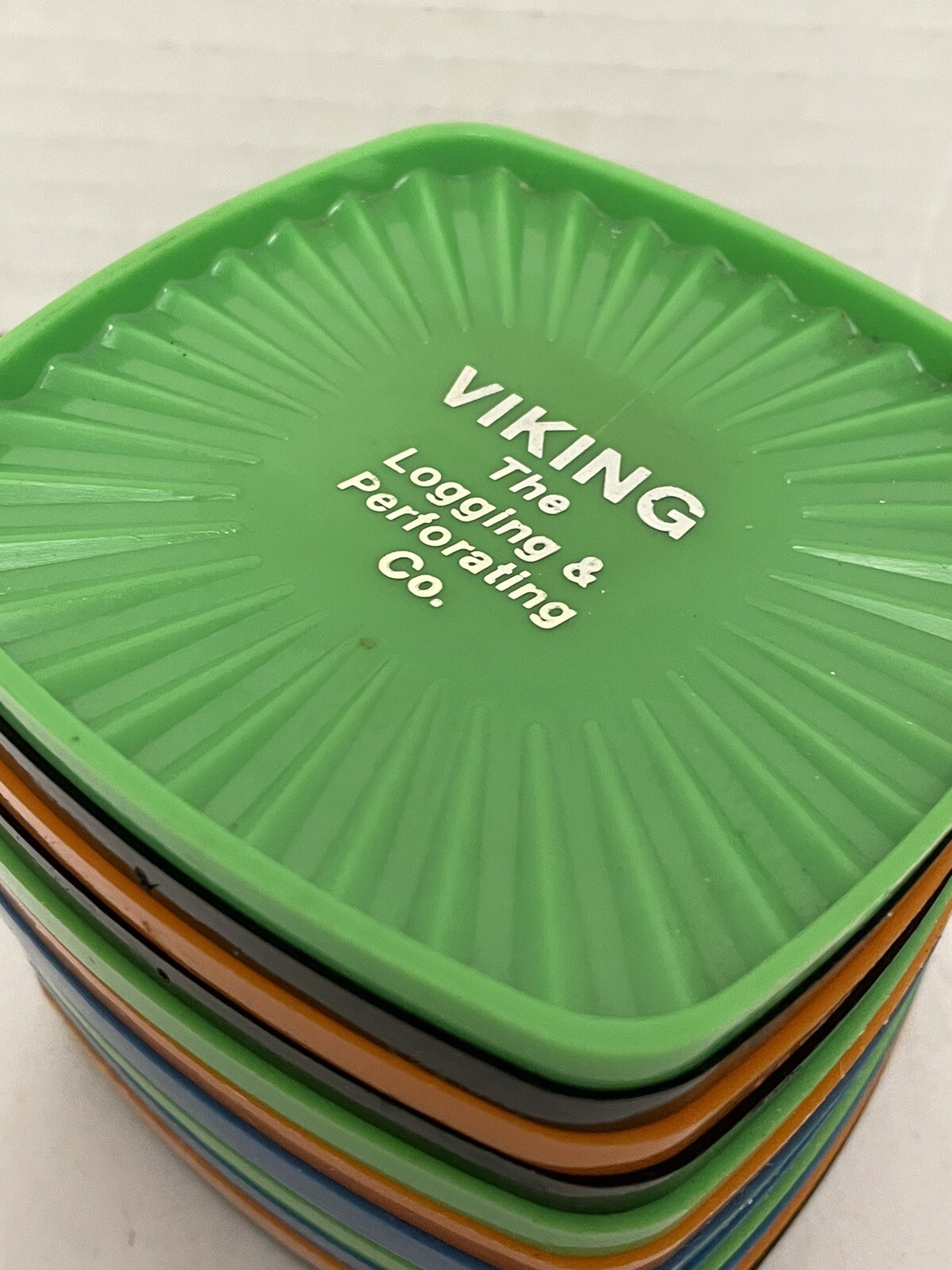 12 Vintage Plastic Fiesta Stacking Coasters Master Line Advertising ...