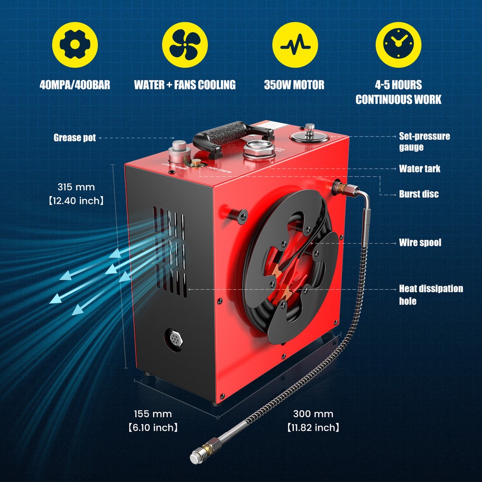 GX PUMP CS4 Portable PCP Air Compressor 5 Hours Continous Work Max ...