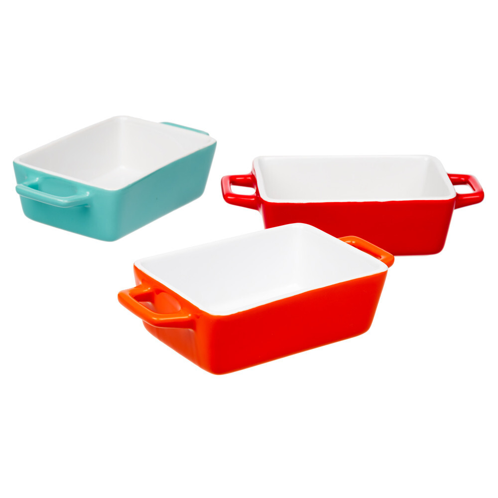 4x Baking Serving Dish Oven to Table Ceramic Mini Stoneware Rectangular ...