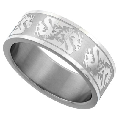 8mm Stainless Steel Dragon Pattern Design Wedding Band Ring | eBay