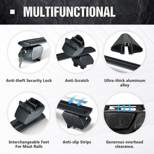 Lockable&Adjustable Roof Top Rack Bars Cargo 350 LBS For Lincoln MKX ...