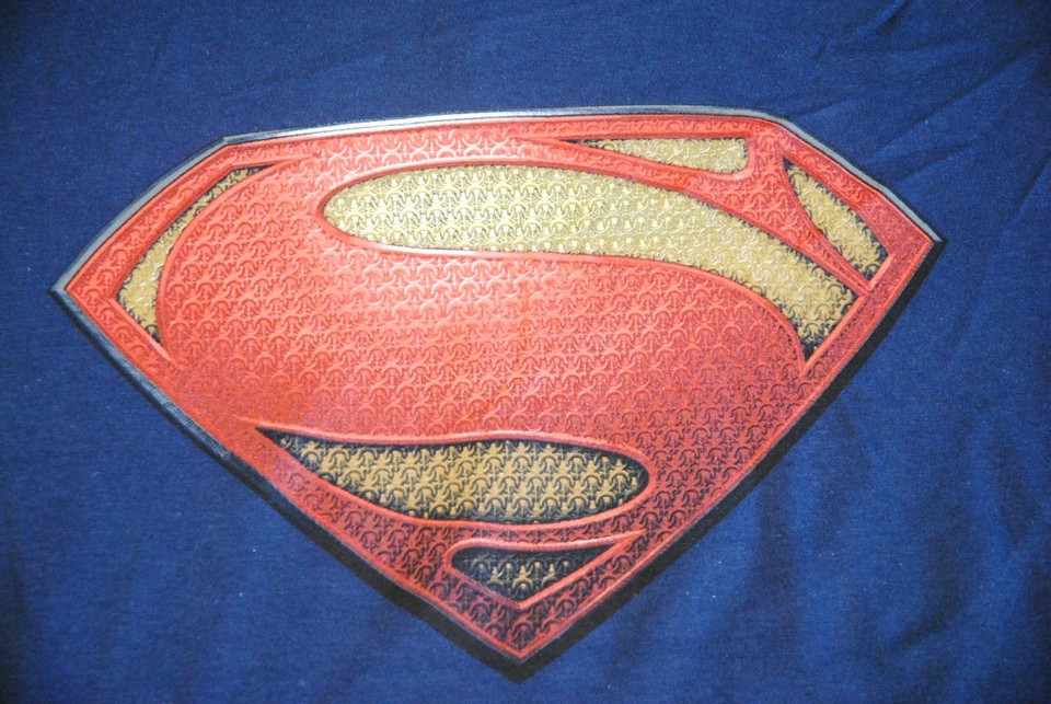 SUPERMAN MAN OF STEEL TEXTURE LOGO T SHIRT NEW OFFICIAL MOVIE FILM RARE ...