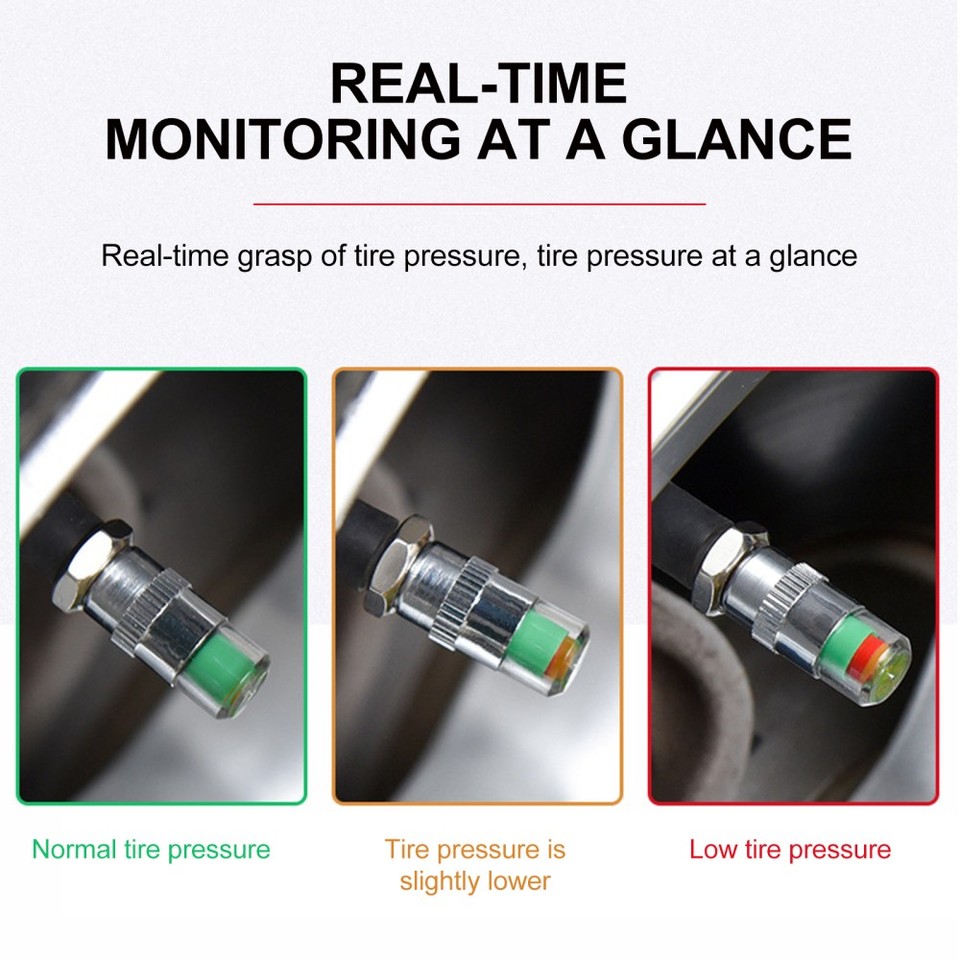 1 Set Pressure Monitor Caps Sensor Indicator with Spanner Nut | eBay ...
