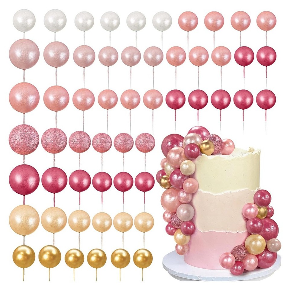 56 PCS Cake Picks Shaped Cake Topper Balls Cupcake Cake Insert ...