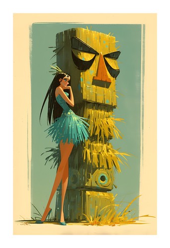 1960s Vintage Tiki Theme Pin Up Art Print ntg5 | eBay