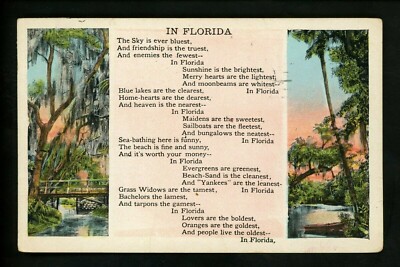 Poetry Poem Poet Postcard State Florida FL In Florida Published by FL ...