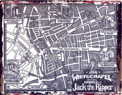 1888 JACK THE RIPPER MAP metal wall sign pub,bar shed garage cafe shop ...