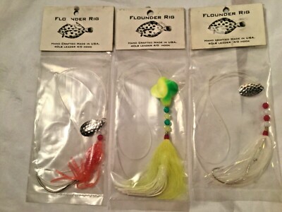 Set of 3 Hand Crafted Flounder Rigs 40lb Leader 4/0 Hook | eBay