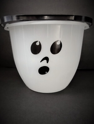VTG Blinky Products Halloween Ghost Glow In Dark Candy Treat Bucket ...