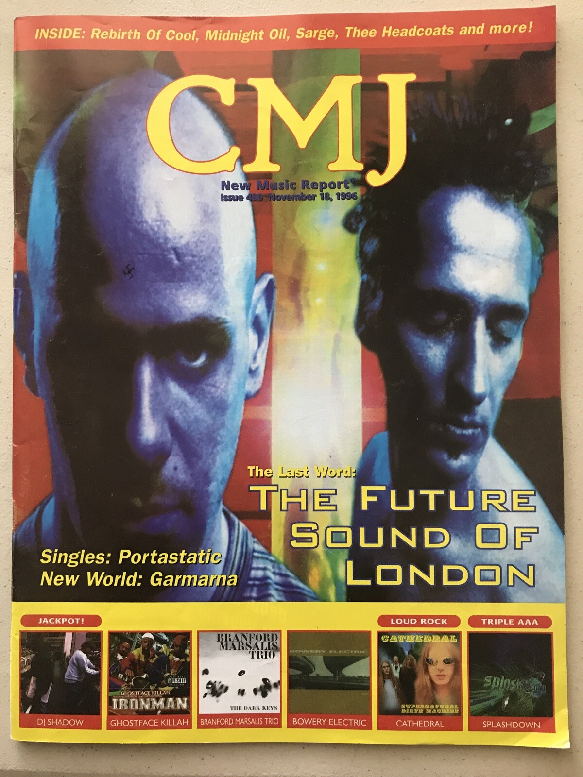 CMJ MAGAZINE-FUTURE SOUND OF LONDON DJ SHADOW-GHOSTFACE KILLAH- 11/18 ...