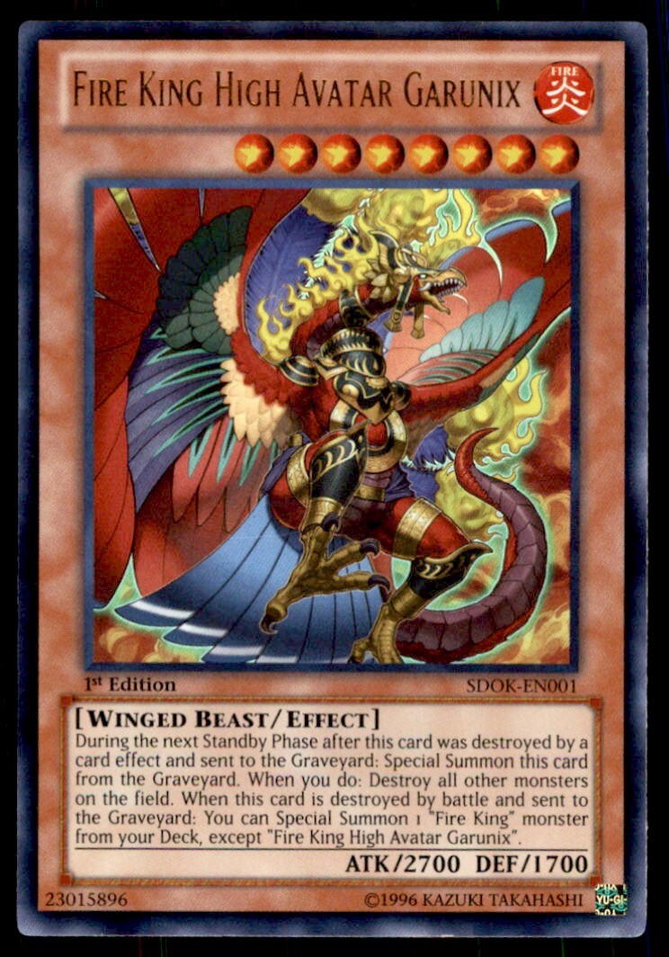 Yu-Gi-Oh! 1st Edition Fire King High Avatar Garunix #SDOK-EN001 Light ...