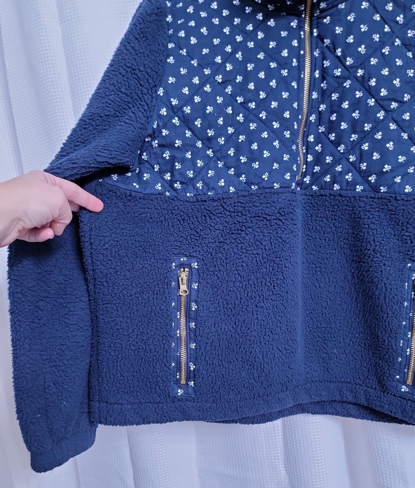 J.Crew Quilted Sherpa Fleece half-zip Pullover Sweater Women's SMALL | eBay