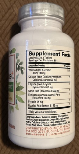 Quantum Health Superlysine+ Immune Support 180 Tablets Exp 9/26 New | eBay