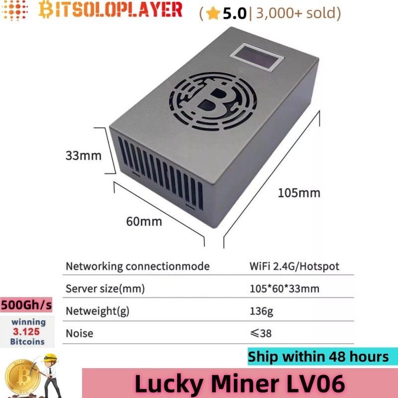 Lucky Miner LV06 Bitcoin Miner 550Gh/s Crypto Solo Miner WiFi BTC ...