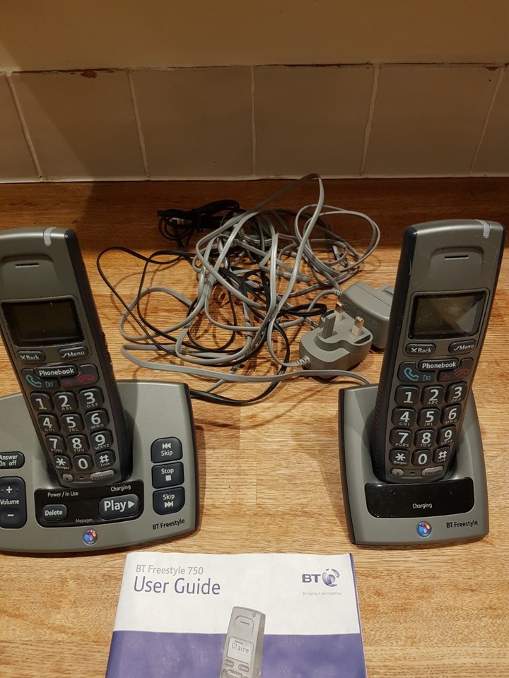 BT Freestyle 750 Base & Handset Answering Machine Grey Big Button Easy ...