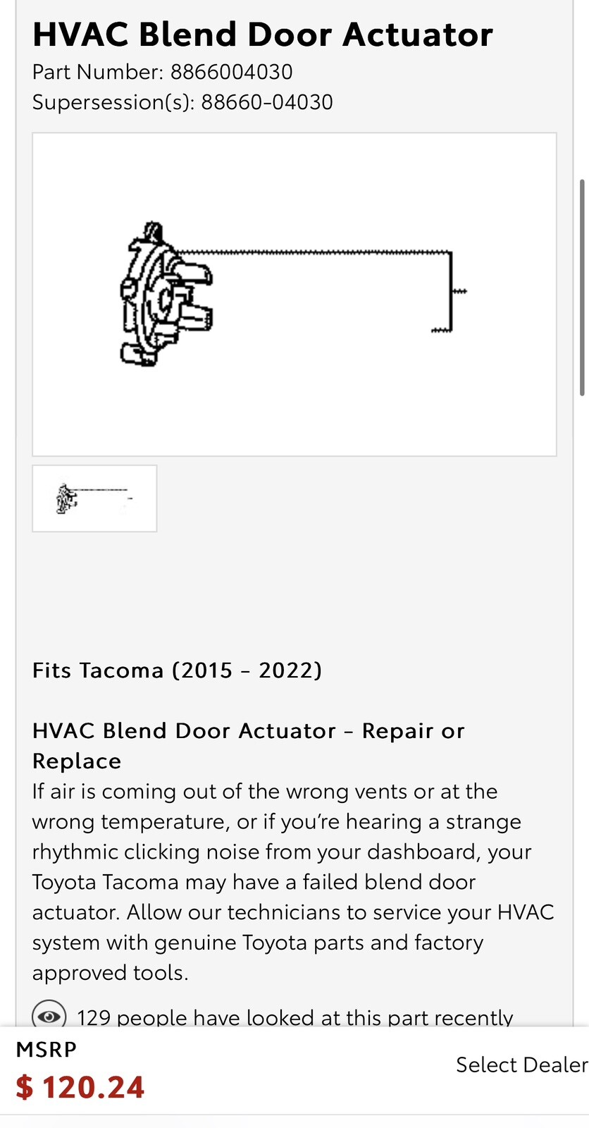 Toyota Tacoma HVAC Blend Door Actuator | eBay