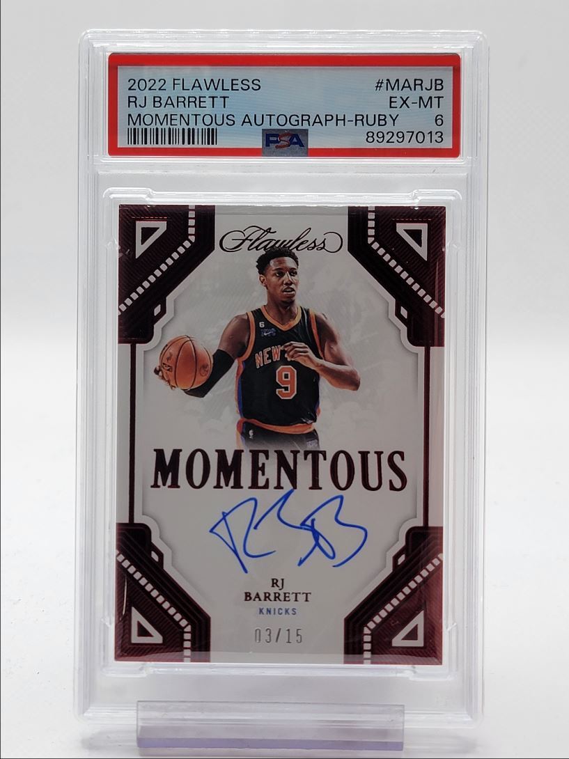 RJ BARRETT 2022-23 FLAWLESS MOMENTOUS AUTOGRAPH RUBY AUTO /15 PSA 6 ...