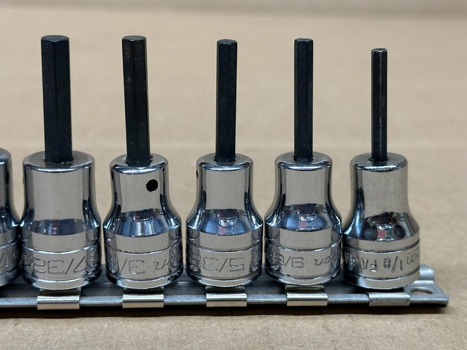Snap-On 8pc SAE Hex Allen Bit Socket Set - 3/8" Drive - 208FAY - Like ...