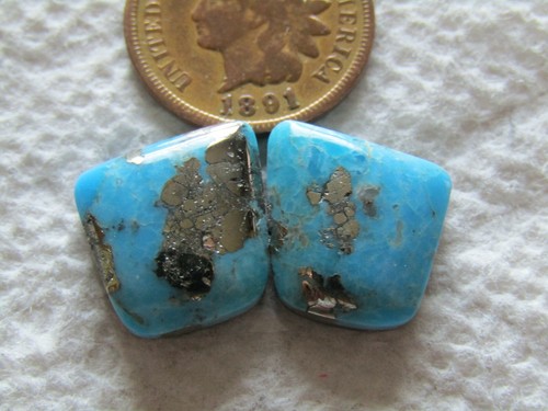 2 Kingman Pyrite Turquoise Cabochons 19 carats Arizona Cabs Matching ...