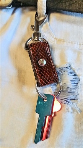 NEW Authentic PYTHON skin Original unisex key ring KEY FOB zipper pull ...