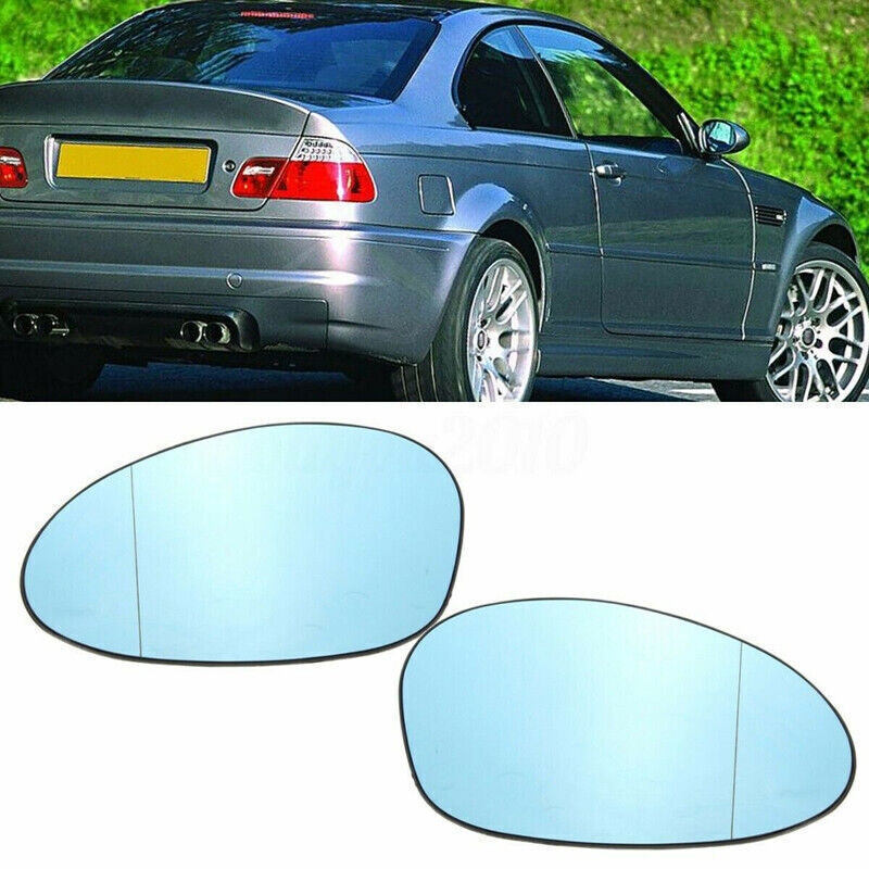 LH + RH Side Blue Wing Heated Mirror Glass Fits BMW M3 E46 E82 E88 E85 ...