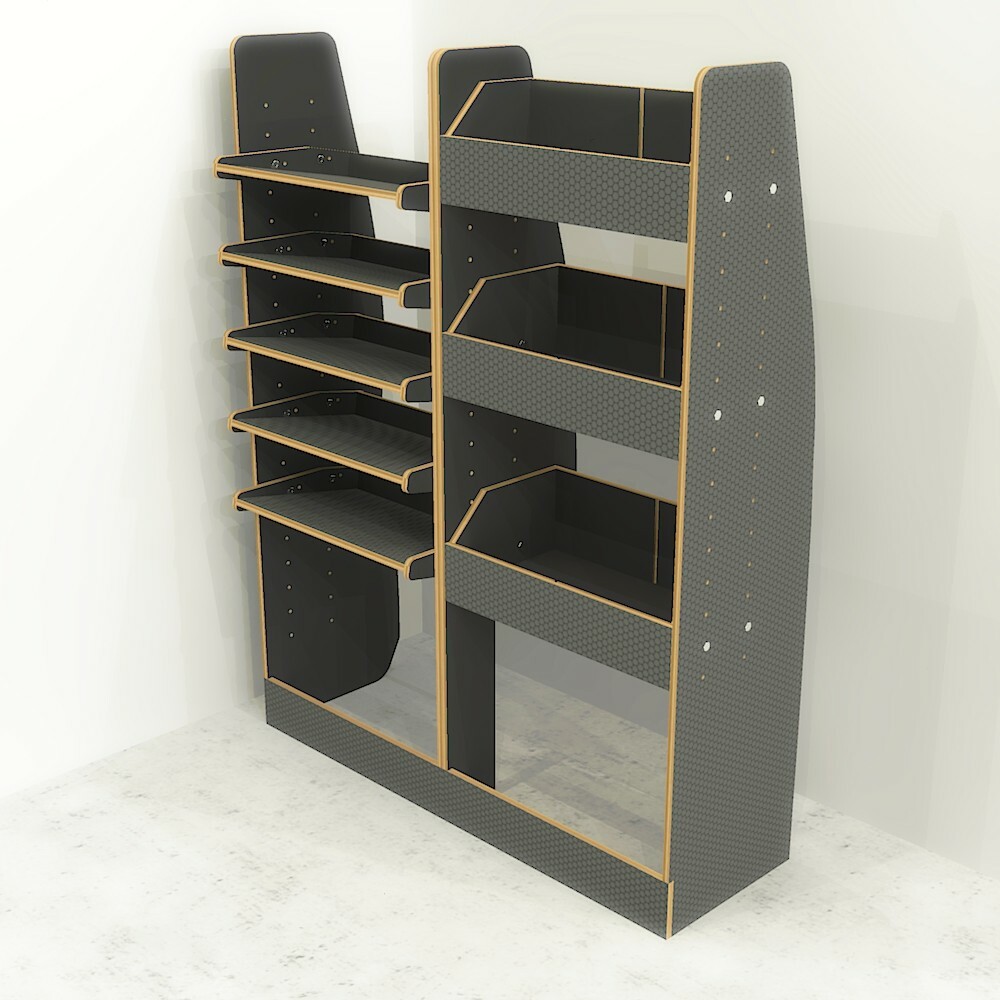 MERCEDES VITO LONG Black Hexaboard Racking +Tool box storage OS - N/S ...