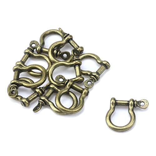 10pcs Metal Drings 15mm Horseshoe Shape Key Rings Screw In Shackle U ...