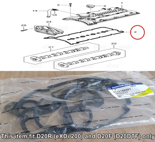 Cylinder Head Cover Gasket Ssangyong Rexton W New Actyon Korando C ...