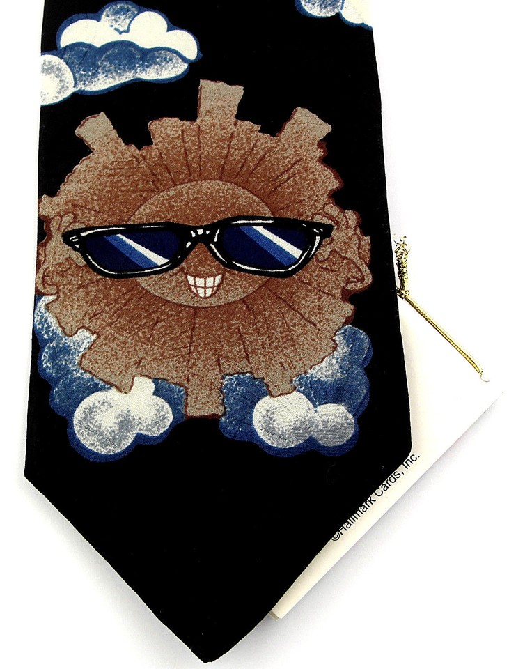 You Are My Sunshine Men's Silk Necktie Golden Sun Clouds Weather Black ...