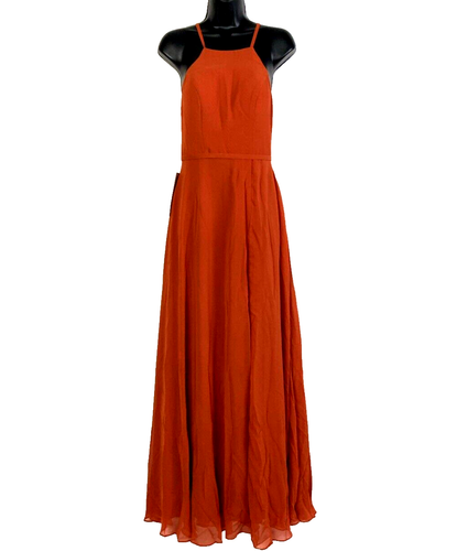 Azazie Bree A2 2 Bridesmaid Dress Paprika New With Tags Rust Maxi | eBay