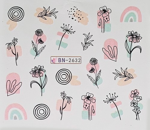 Nail Art Water Decal Transfer BN-263 Assortment of floral theme Sticker ...