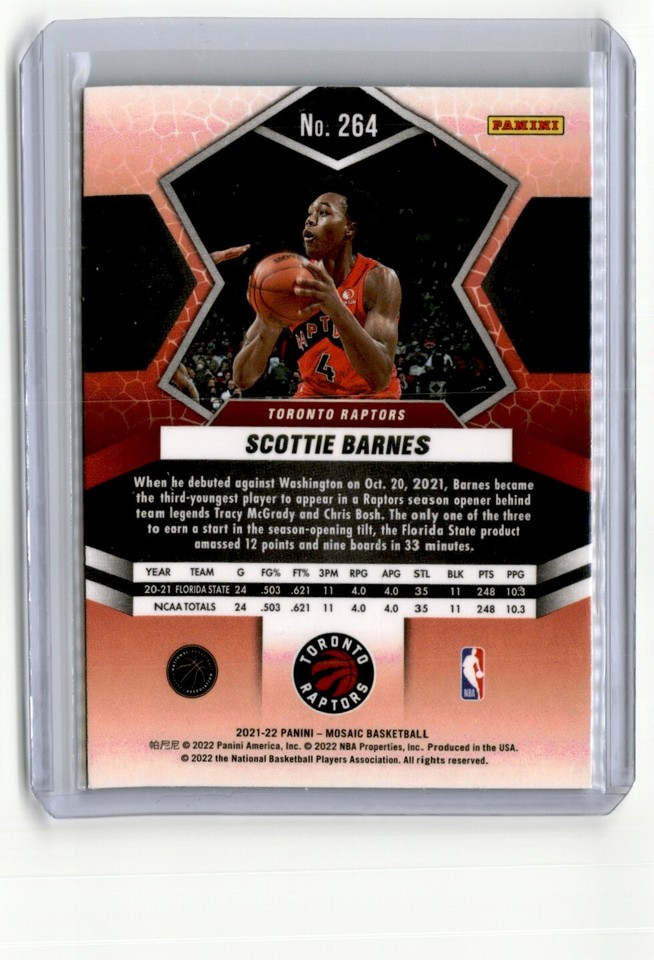 2021-22 Panini Mosaic Scottie Barnes RC Toronto Raptors #264 | eBay