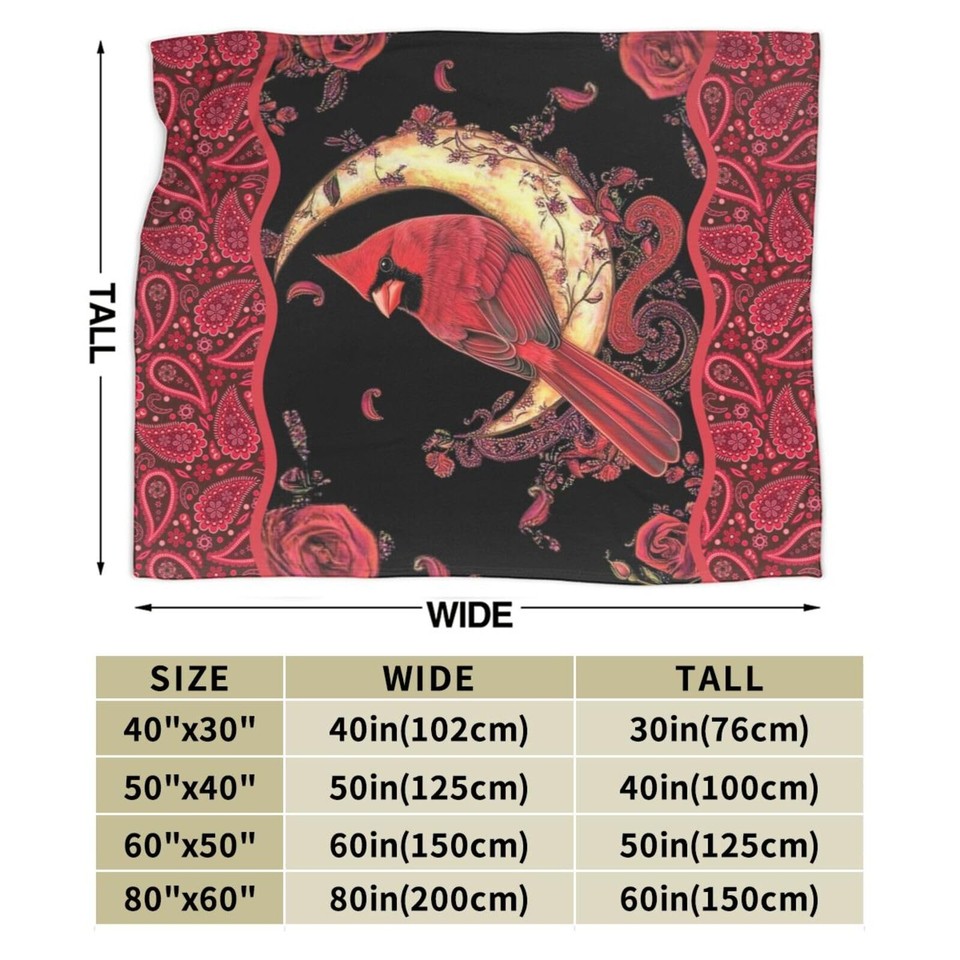 Cardinal Blanket Cardinals Moon Throw Red Bird Christmas Blanket ...
