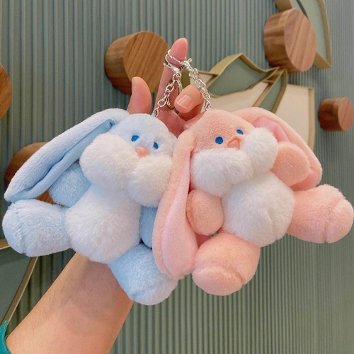 Rabbit Key Fob Fluffy Decorative Bunny Doll Key Pendant Bag Ornament ...