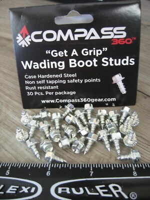 30 Compass 360 Wading Boot Studs Traction Spike Cleats NON Self Tapping ...