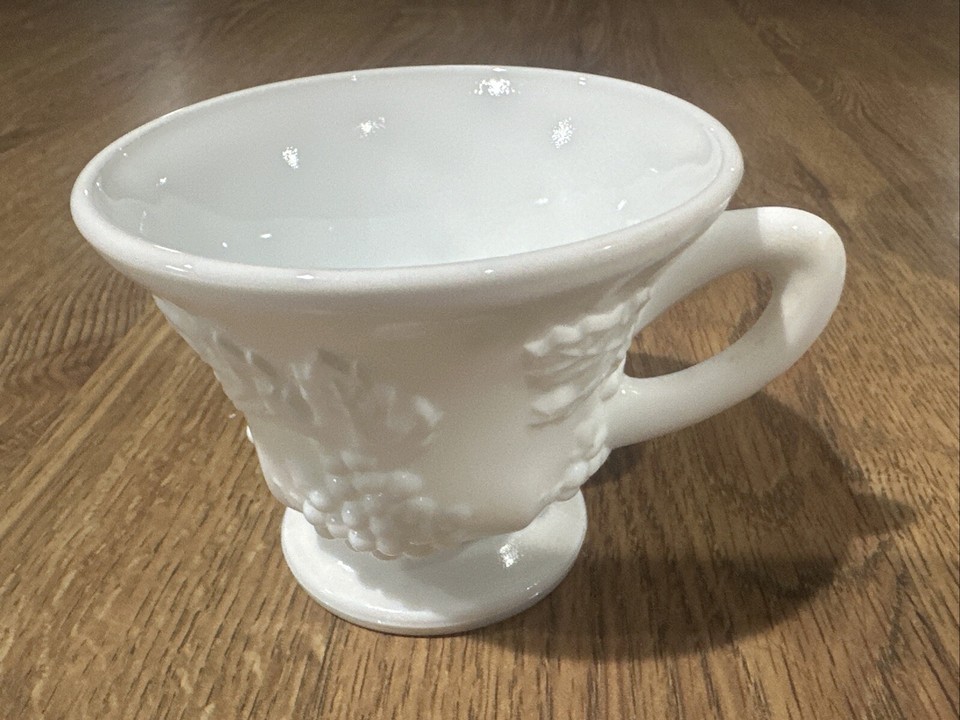 2 Piece Colony Harvest Milk Glass Snack Set Tea Cups and Plates White ...