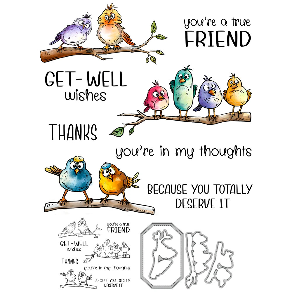 Silly Birds on Branch You Totally Deserve It Metal Cutting Dies Clear ...