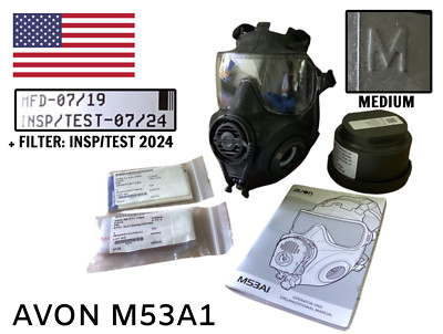 AVON M53A1 GAS MASK (MEDIUM M ) + FILTER & EXTRAS ARMY SEAL RANGER SF ...