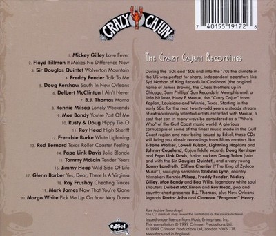 VARIOUS ARTISTS CHOICE APPETIZERS: CRAZY CAJUN COUNTRY SAMPLER NEW CD ...