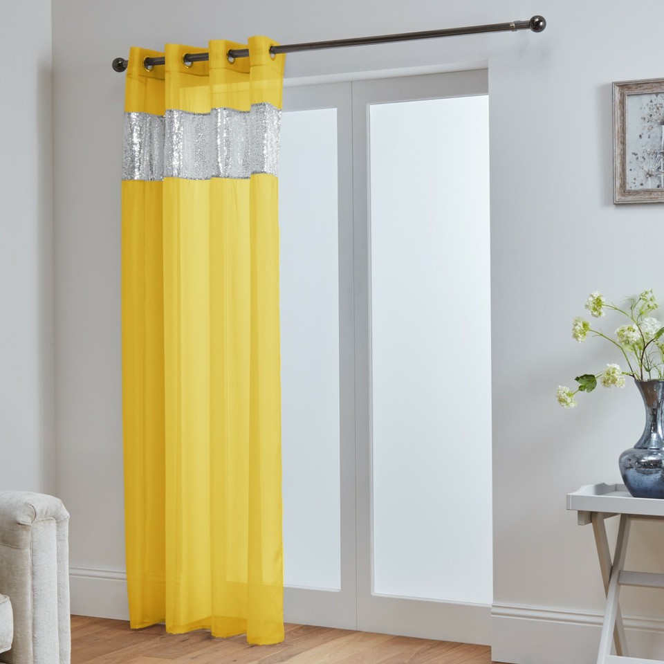 Sparkle Voile Eyelet Curtain Panel With Luxurious Sequin Border | eBay UK