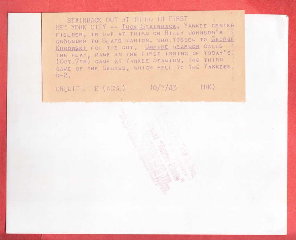 1943 7.2 X 9 GLOSSY TYPE 1 WORLD SERIES TUCK STAINBACK VS KUROWSKI | eBay