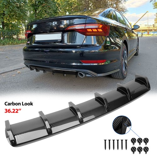 For VW Jetta GLI MK6 MK7 Glossy Carbon Rear Bumper Diffuser Spoiler Lip ...