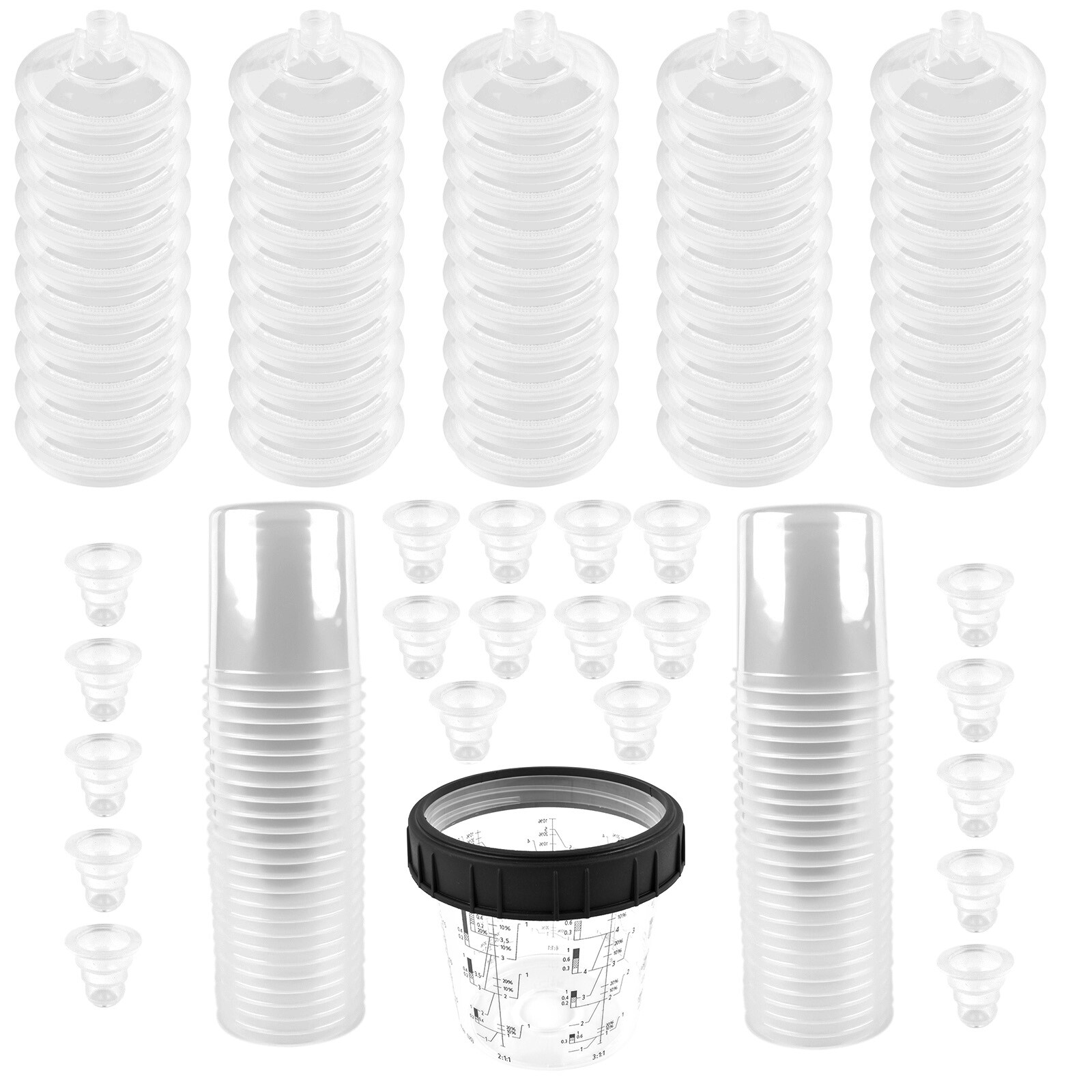 50 Pack Disposable Paint Spray Gun Cup Liners W/ Lid System Kit 20oz ...