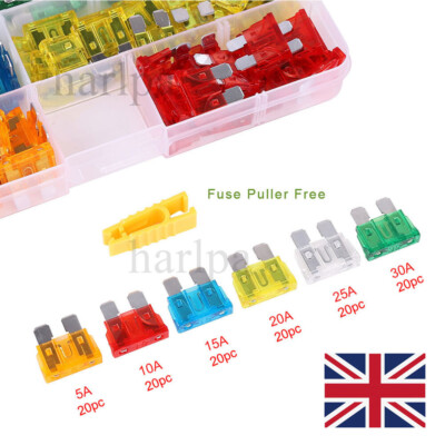 Box of 120 Assorted Standard Blade Fuses 5-30 AMP Car Van Bike Truck ...