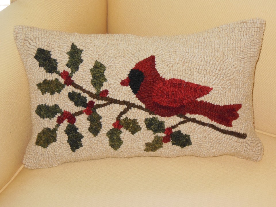 Cardinal On Holly - Paper Rug Hooking Pattern - Prairie Road Designs | eBay