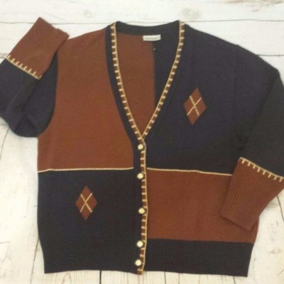 Vintage (1990s) Basler argyle cardigan & option blouse, size 38EU (8 US ...